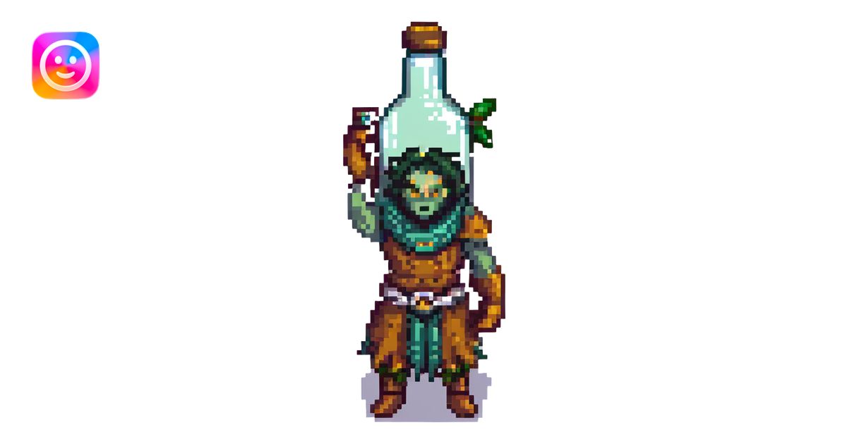 Final Fantasy spriggan holding a bottle of Fantasia, detailed and cute ...