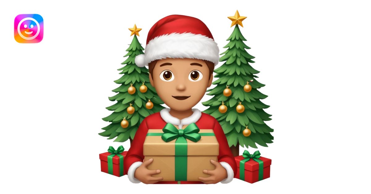 create a realistic emoji of a logistic woker under a christmas tree ...