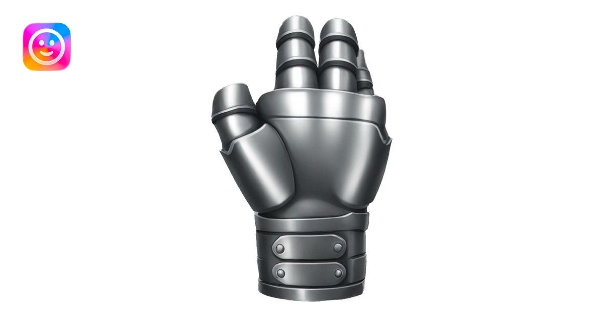 a metal gauntlet in a fist facing forward pointing upward emoji | AI ...