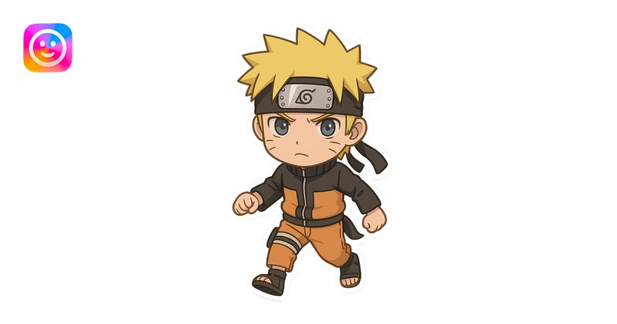 Naruto Uzumaki in a standing motion, he has a serious expression on his ...