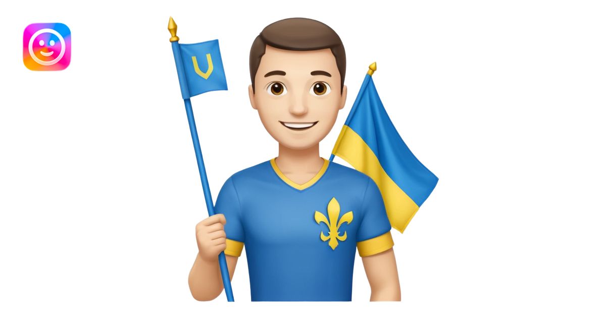 a Ukrainian man with the flag of Ukraine emoji | AI Emoji Generator