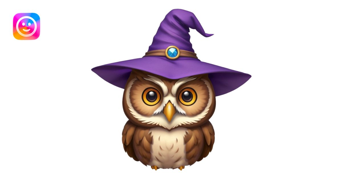 owl wear purple wicth hat emoji | AI Emoji Generator