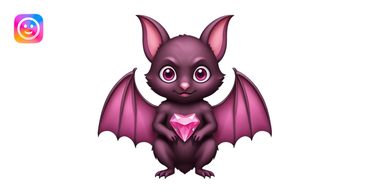 a normal bat witha pink diamond in its forhead, the full bat with his ...