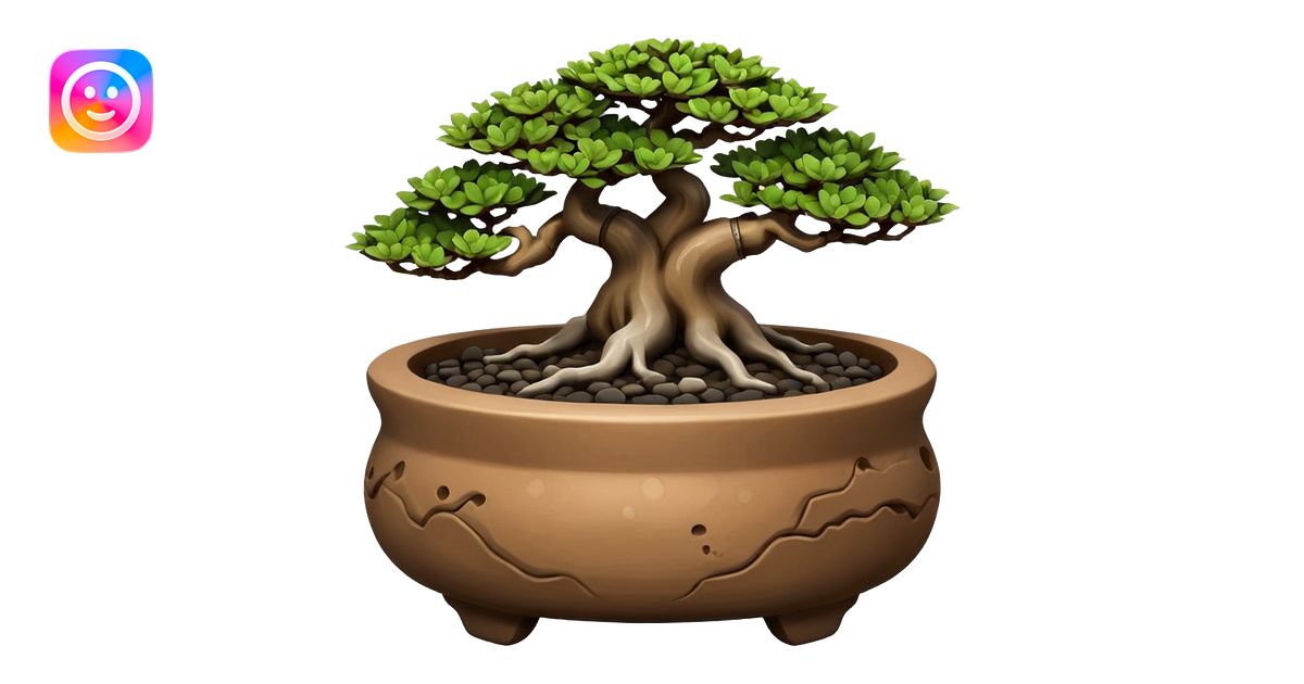 Shohin Shallow dark Flintstone’s bonsai pot emoji | AI Emoji Generator