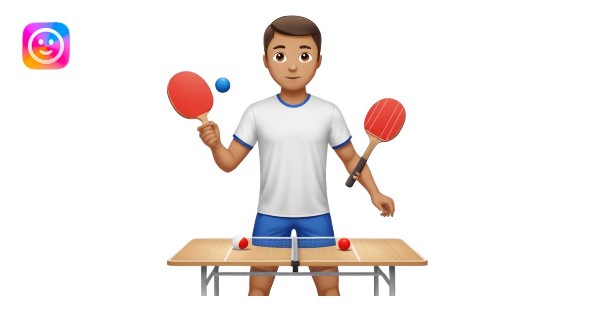Guy playing ping pong on a 4x8 wooden table emoji | AI Emoji Generator