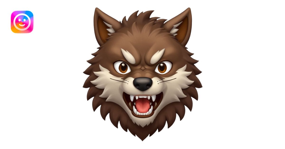 Werewolf – Furry wolf-man mid-roar emoji | AI Emoji Generator