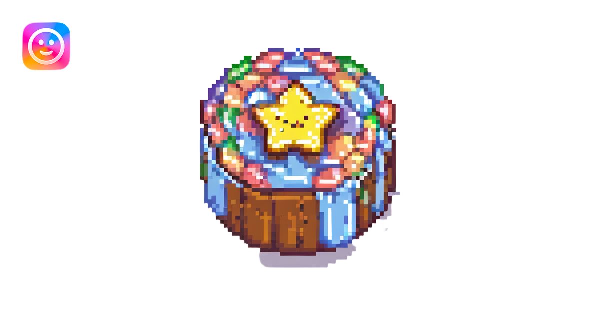 pixel art dalgona candy with star shape, inspired by Squid Game ...