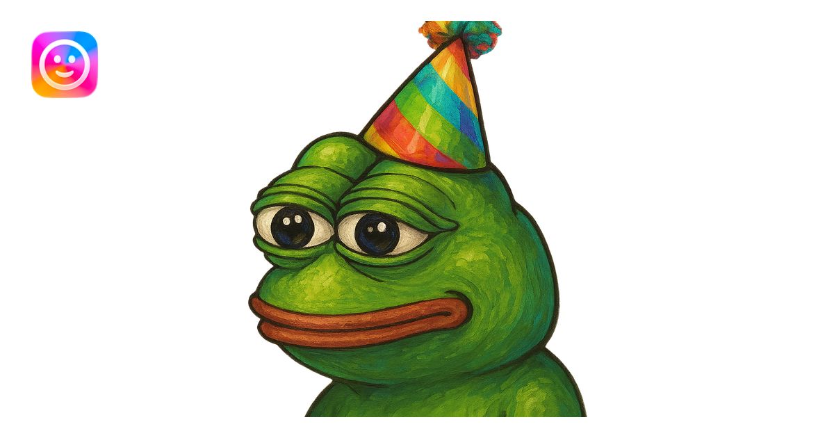 pepe the frog wearing a party hat, vibrant and detailed, gpt-image ...