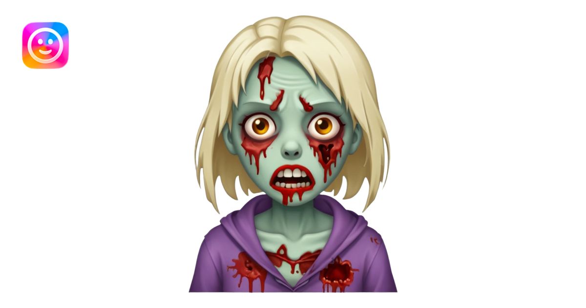 make a zombie girl with a droopy ruined mouth emoji | AI Emoji Generator