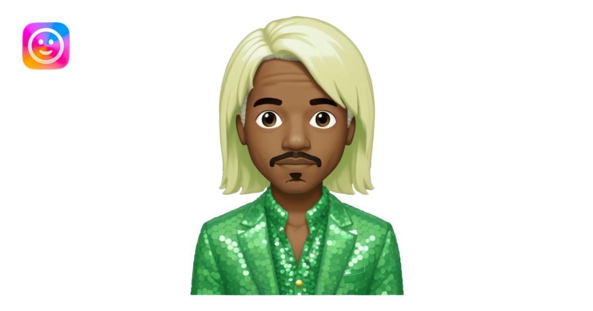 Andre 3000 from Outkast with long white blonde hair, pale green sequin ...