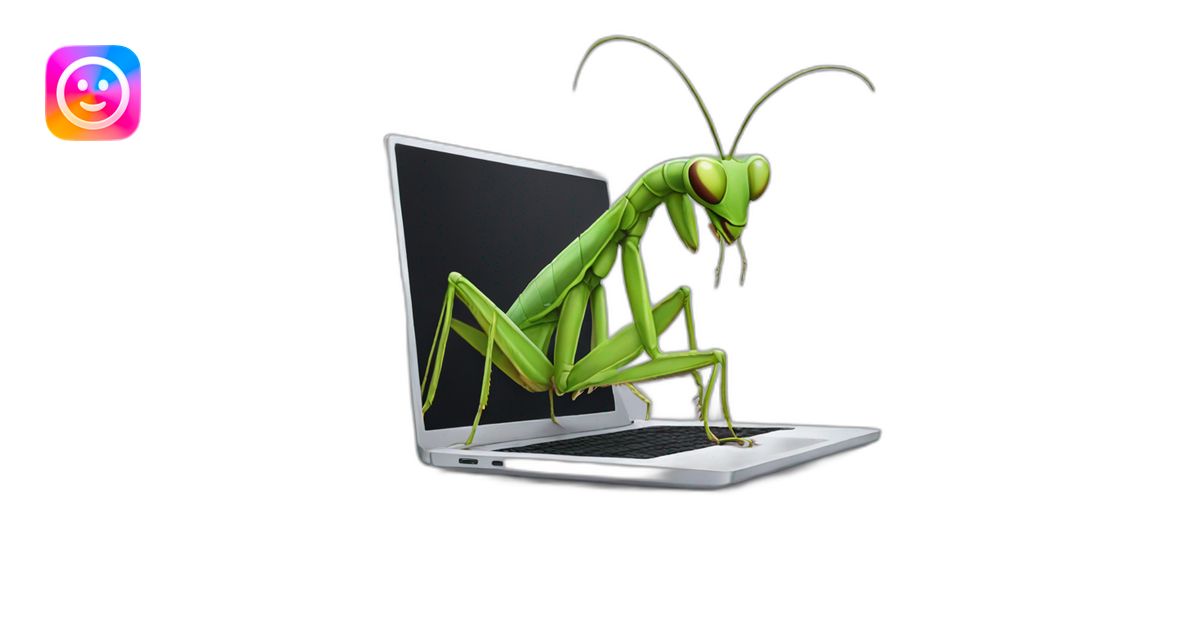 praying mantis using laptop emoji | AI Emoji Generator