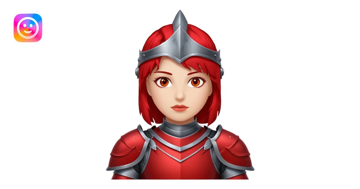 Female knight with crimson armor and blazing red eyes emoji | AI Emoji ...