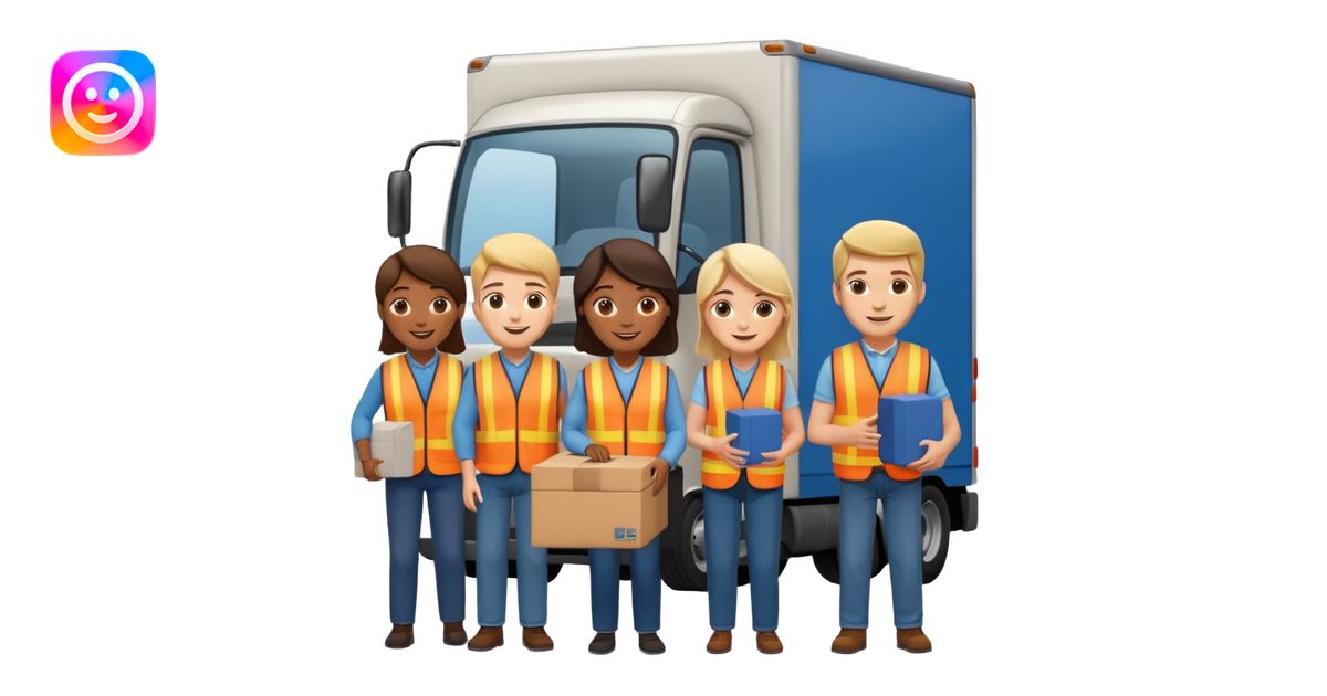 create a realistic emoji showing warehouse logistic partners emoji | AI ...