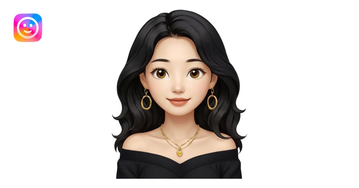 A South Korean girl in her thirties with long black soft wavy hair with ...