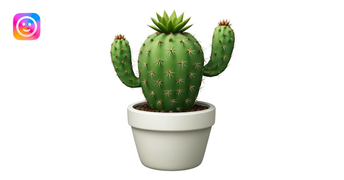 Cactus + white pot emoji | AI Emoji Generator