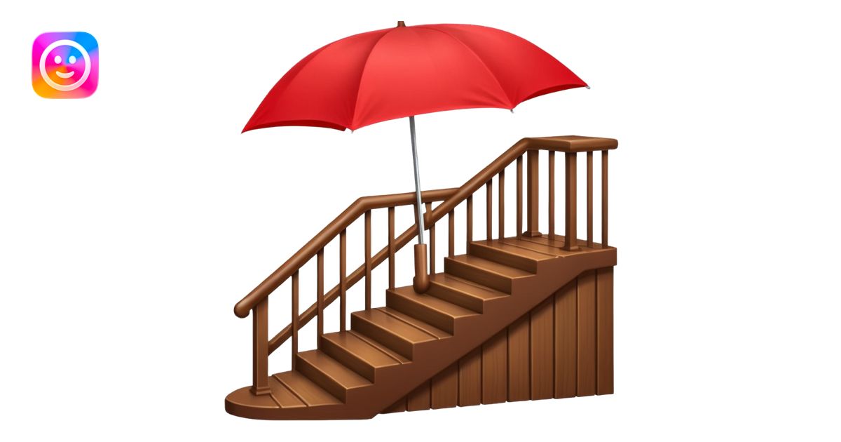 Red umbrella on stair railing emoji | AI Emoji Generator