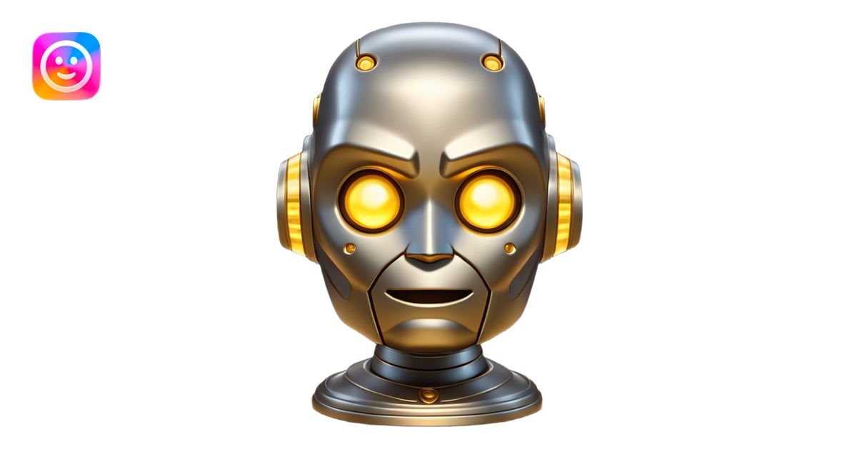 Cinematic Cute Mighty Iron Golem Portrait Emoji Head tilted playfully ...