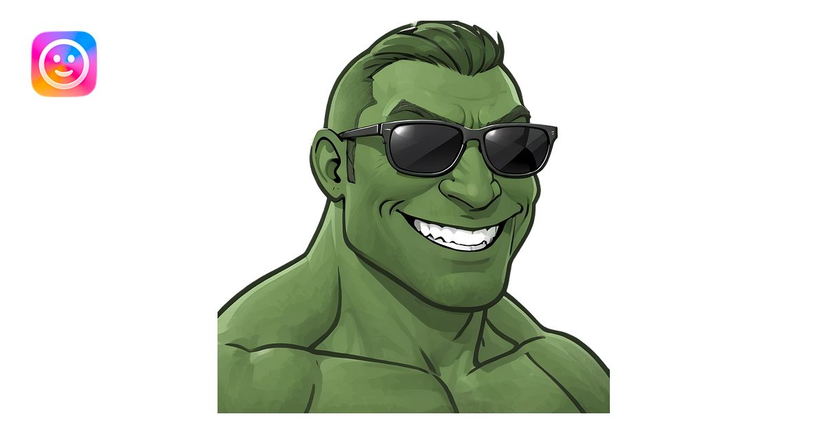 gigachad style muscular man emoji smiling from side profile, humorous ...