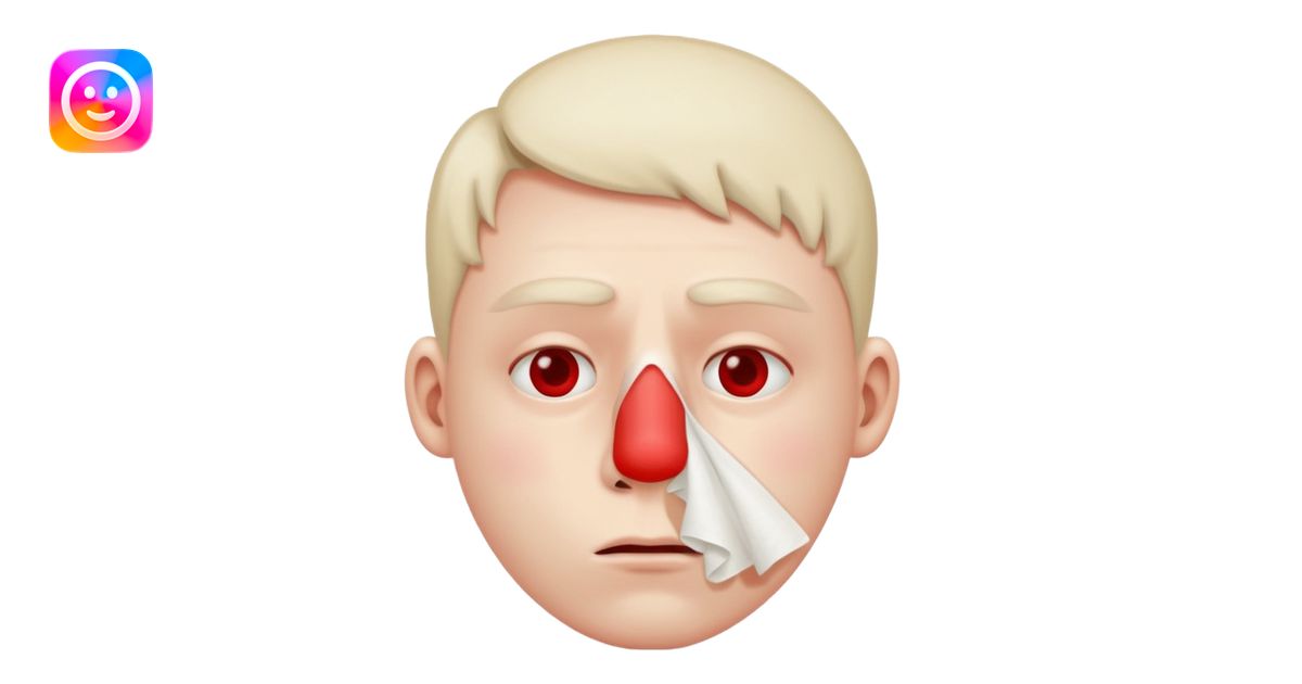 sick person with tissue on nose, fever and red nose. emoji | AI Emoji ...