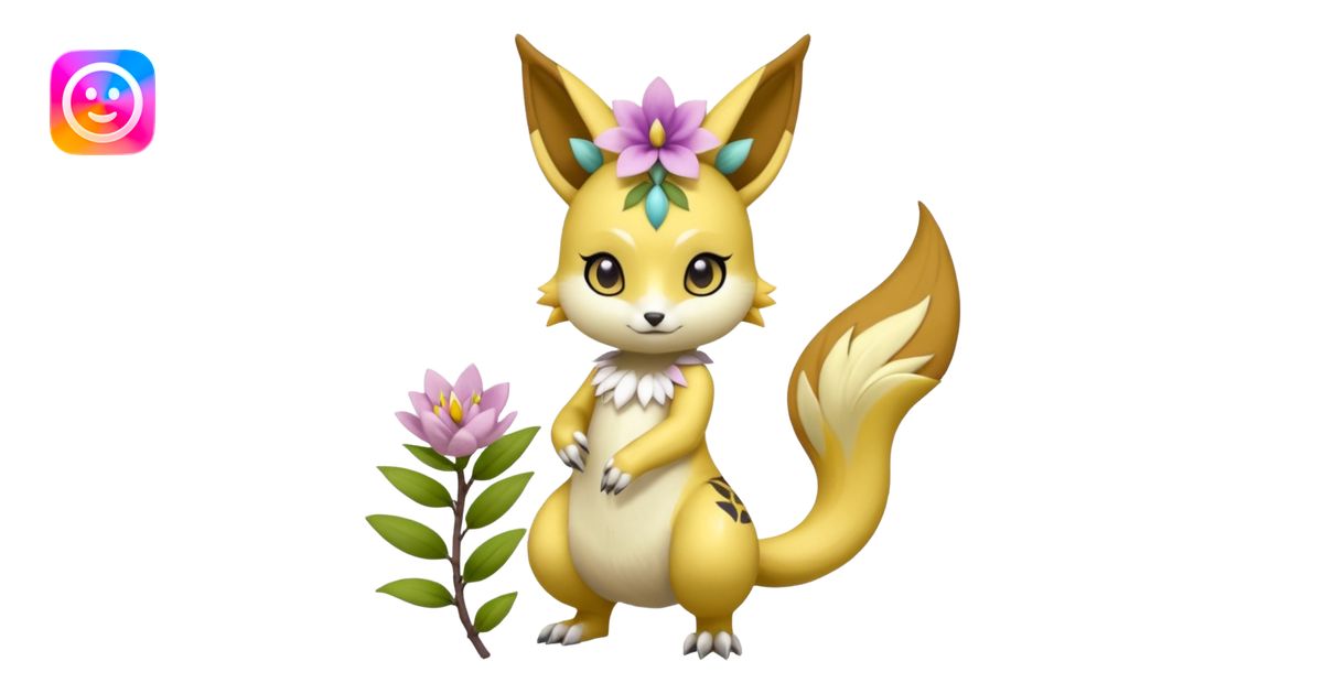 Cute Romantic Realistic Floral Meloetta-Renamon-Digimon-Pokémon-Fakémon ...