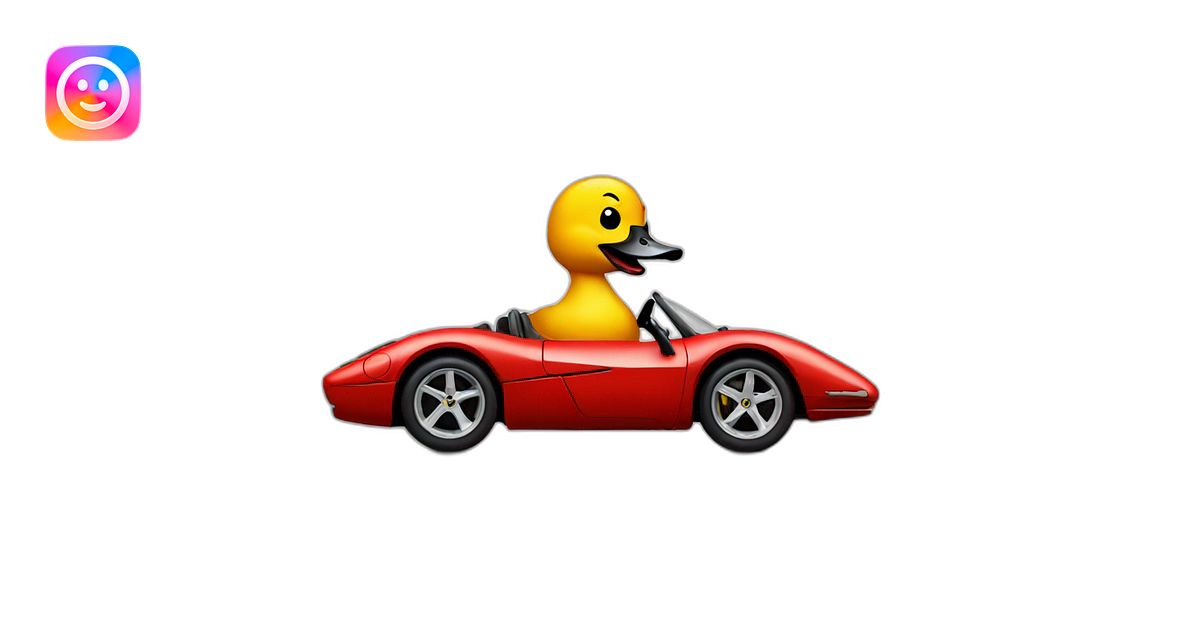 Duck driving a ferrari emoji | AI Emoji Generator