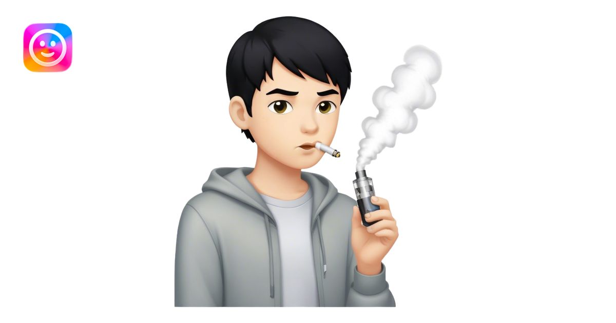 boy with black hair vaping emoji | AI Emoji Generator