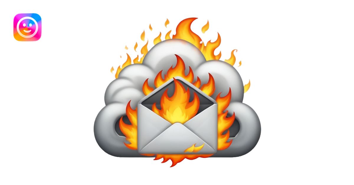 White Email with fire emoji | AI Emoji Generator