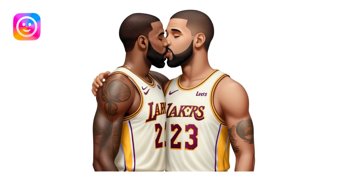 Drake the singer, kissing lebron James emoji | AI Emoji Generator