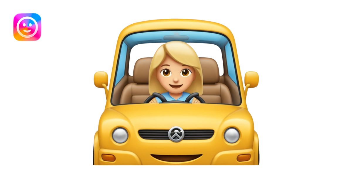 Crea un emoji con fondo transparente en PNG de una persona manejando un ...