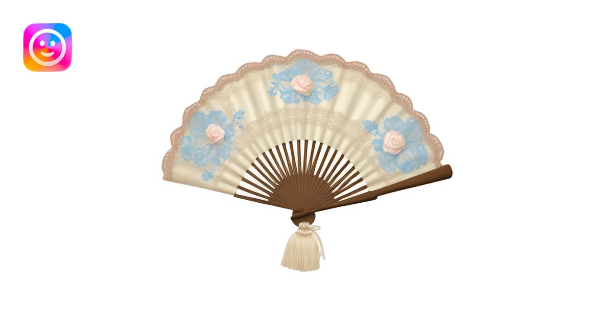 Rococo hand fan pale pink and pale blue and beige with lace emoji | AI ...