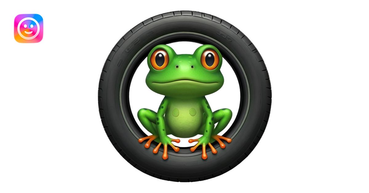 Frog head and legs but the body is a tire emoji | AI Emoji Generator