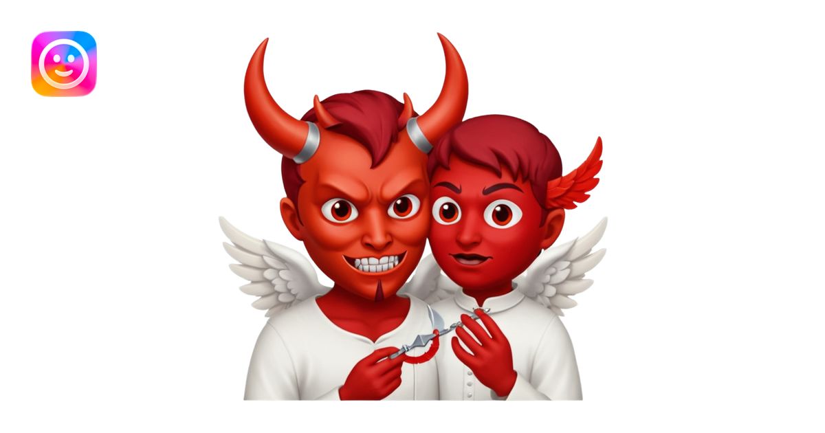 Devil taking off angel mask emoji | AI Emoji Generator