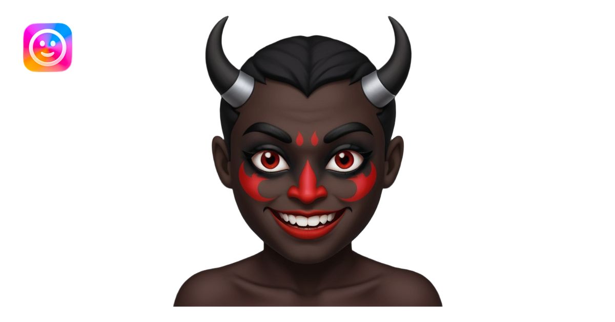 evil person with devilish smile and black face emoji | AI Emoji Generator