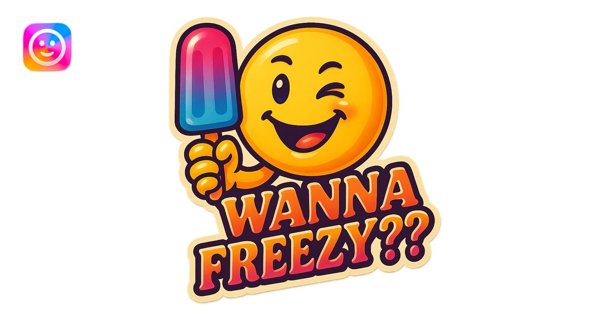 emoji character with a playful expression, holding a popsicle, with the ...