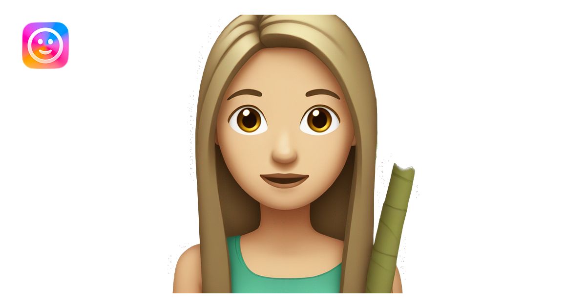 White girl with long straight brown hair carrying small palm tree emoji ...