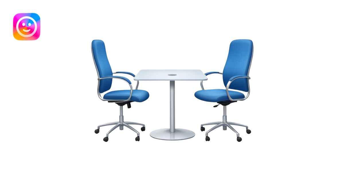 table and three office blue chairs emoji | AI Emoji Generator