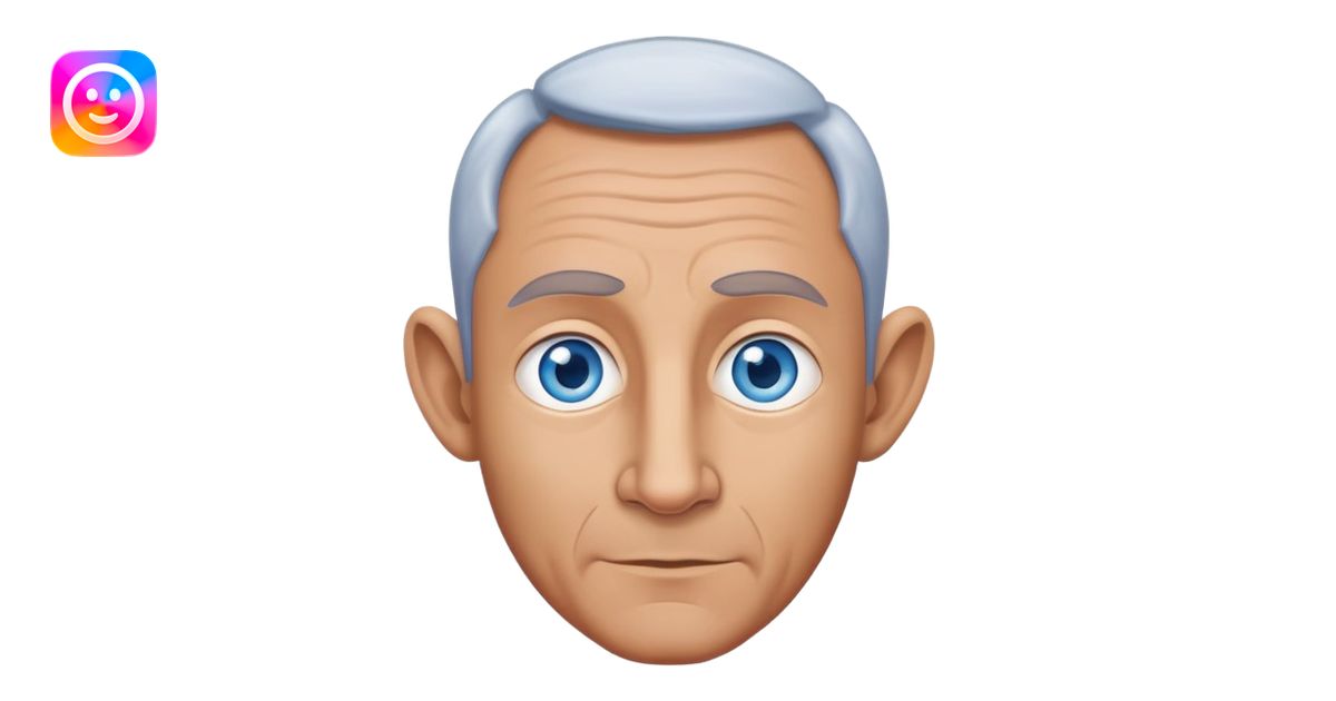 A middle aged man with big ears and blue eyes with tan skin emoji | AI ...