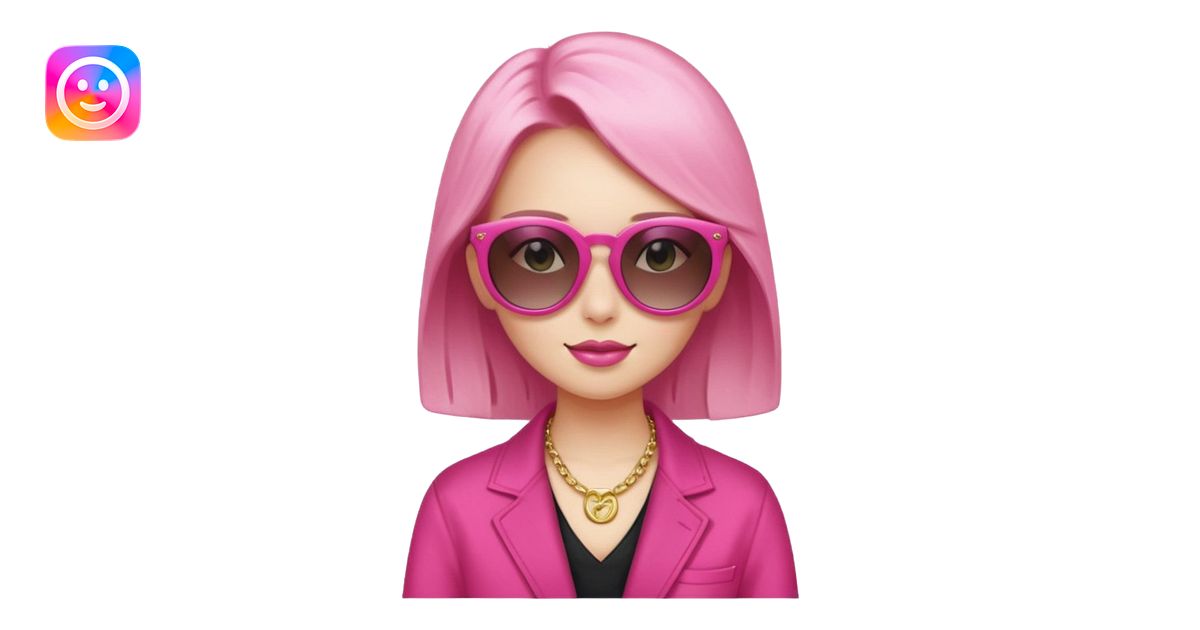pink girl with wealth with sunglass on top emoji | AI Emoji Generator