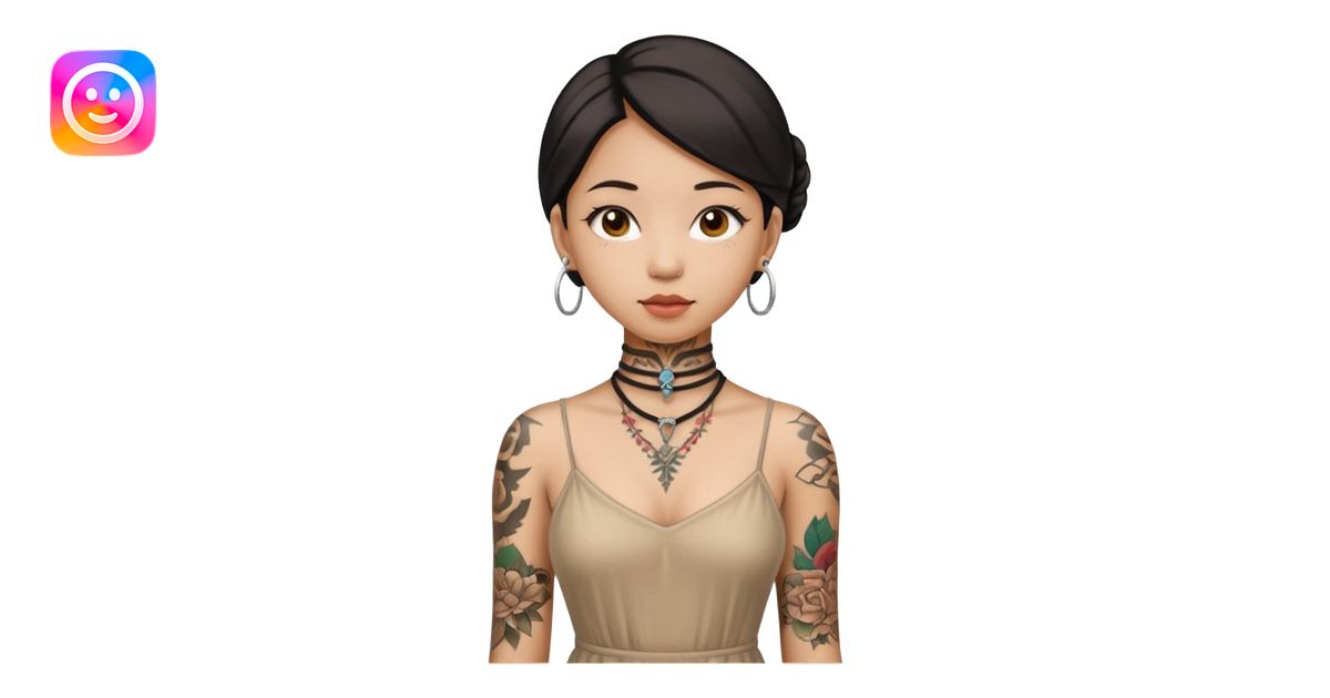 asian girl with neck tattoo and 2 string dress emoji | AI Emoji Generator
