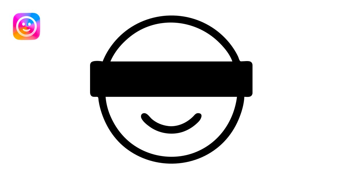 minimalist emoji face, eyes hidden by a black censor bar, no extra ...