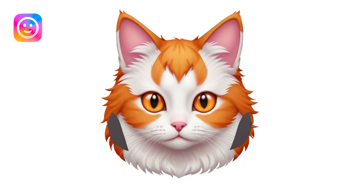 tiny ginger and white cat with deep orange eyes emoji | AI Emoji Generator