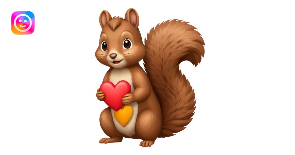 realistic squirrel holding a heart, emoji style emoji | AI Emoji Generator