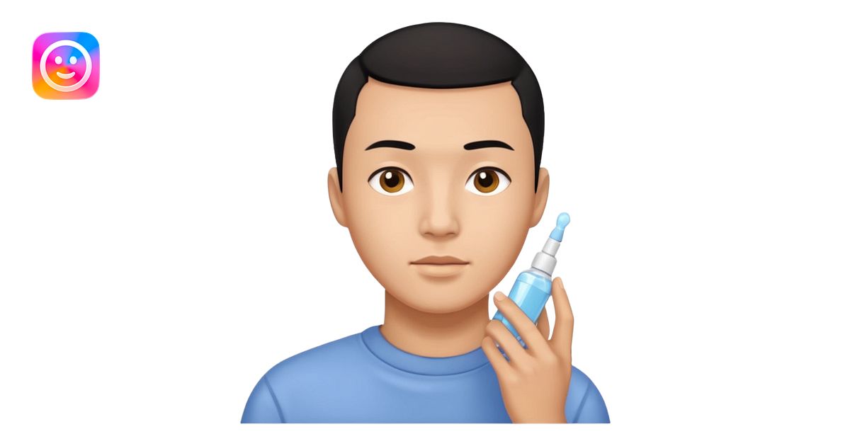 chinese man with buzz cut (black hair) doing skincare emoji | AI Emoji ...