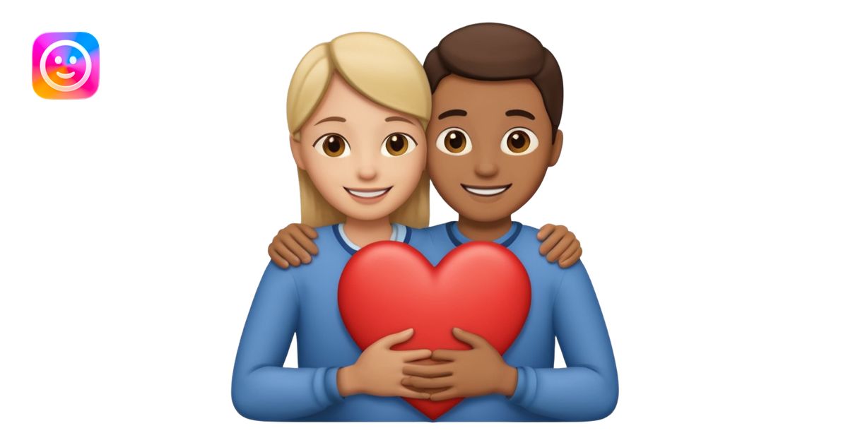 two people with a heart between them representing understanding emoji ...