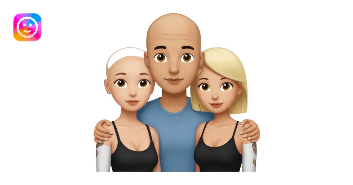 throuple tatted bald boyfriend with blonde girl friend and brunette ...
