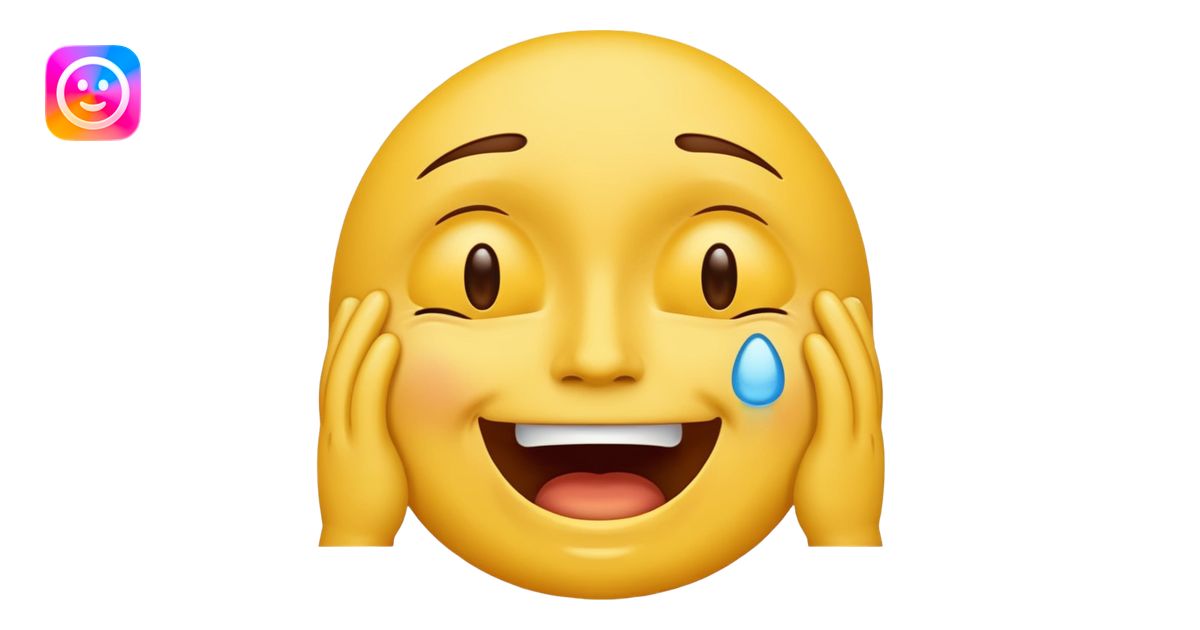 make an emoji of a yellow face sobbing and then an overlap of the same ...