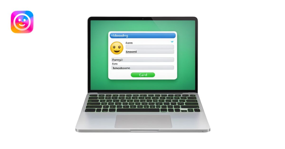 A emoji-style illustration of a laptop front facing with its screen ...