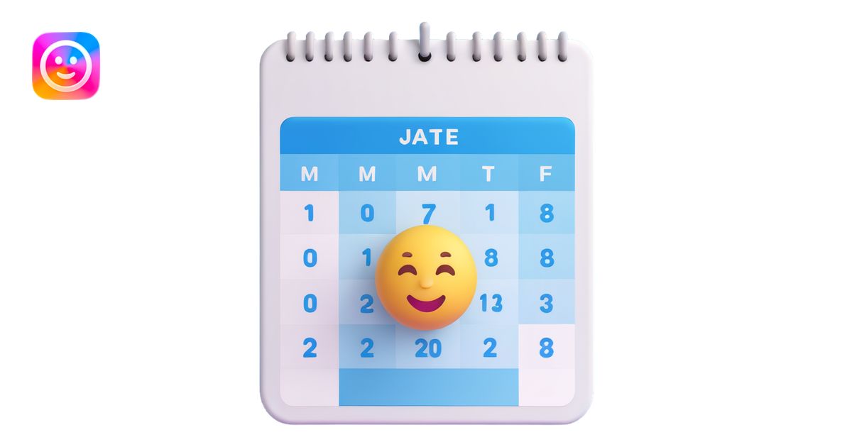 3D emoji style calendar with a blue checkmark and a circled date emoji ...