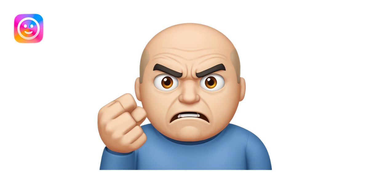 Big text "mopo" above and an angry man. Make sure the text is bigger ...