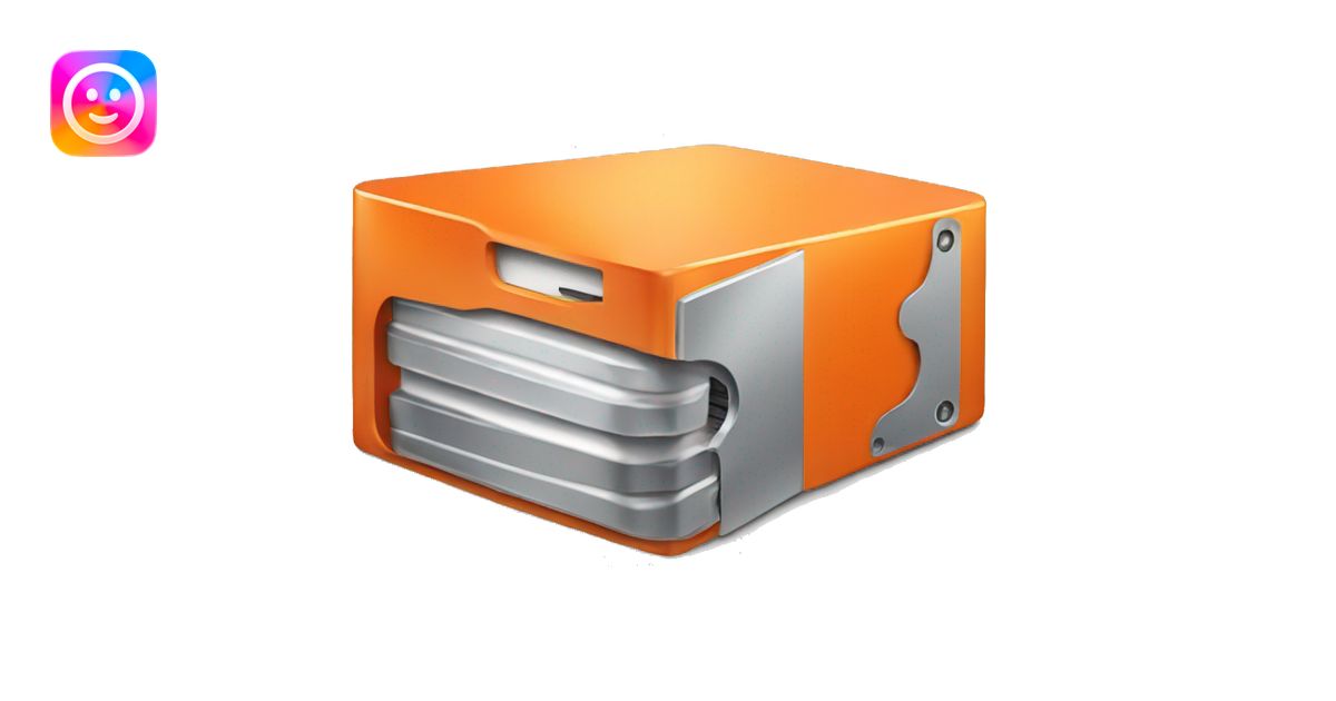 Orange metal hard drive emoji | AI Emoji Generator